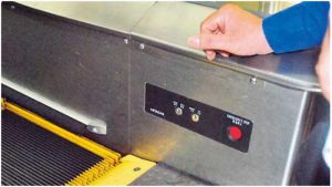 Where is the escalator emergency stop switch (key switch box) installed ...