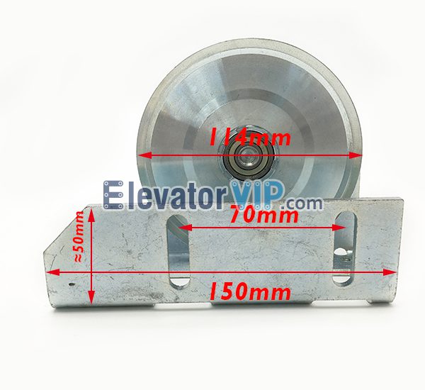 KONE Elevator Door Rope Pulley ADC/ADF/ADL/ADX/AMD 114x6mm, Lift Steel Wire Rope AMD Diverting ...