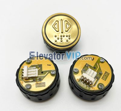 Otis Elevator BR36 Push Button Gold Genuine New Dia.36mm With Braille And Hairline | elevatorvip.com