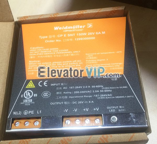 CP E SNT 150W 26V 6A M 1299300000 Weidmuller Elevator Power Supply Used ...